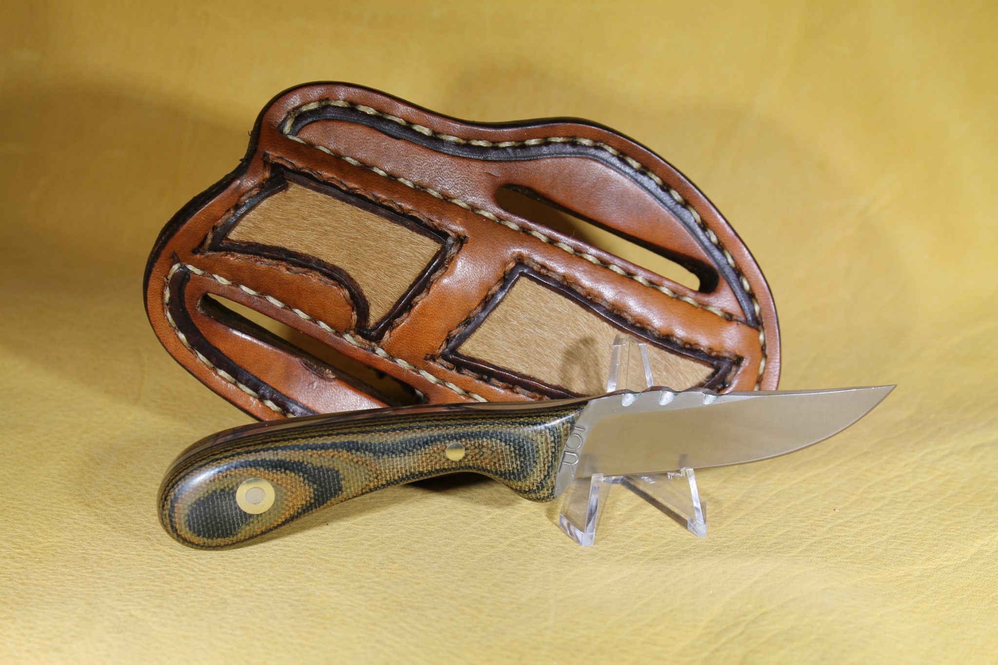 19-40 Tri-Colored Micarta Knife with Custom Sheath | 5R Knives